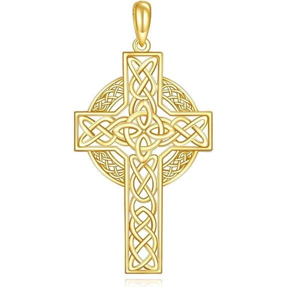 14K Solid Gold Cross Pendant Necklace14K Real Gold Religious Jewelry ...