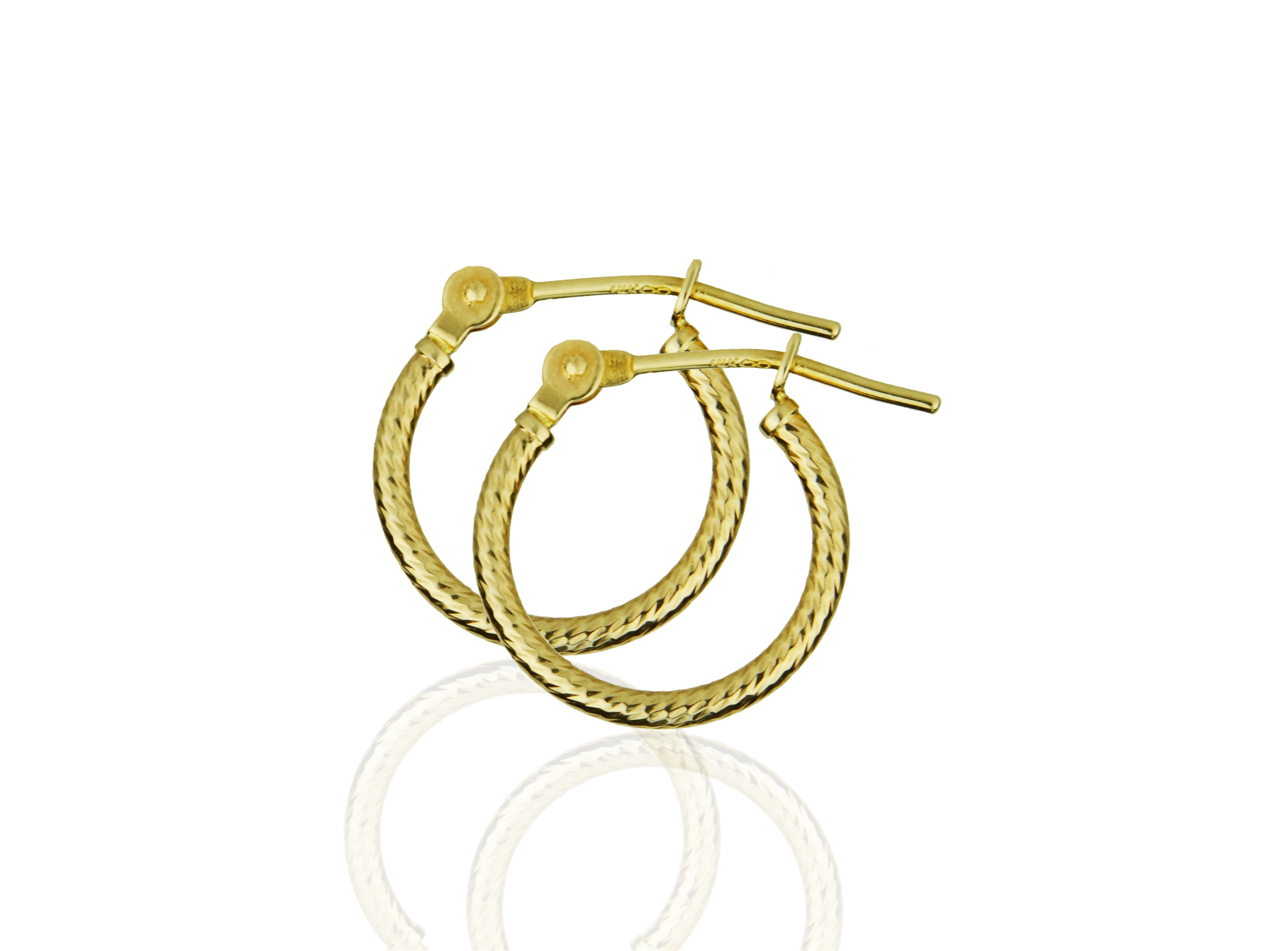 14K Solid Gold Hoops | 1.2mm Thick Hoops| Cut Design Stacking Hoops ...
