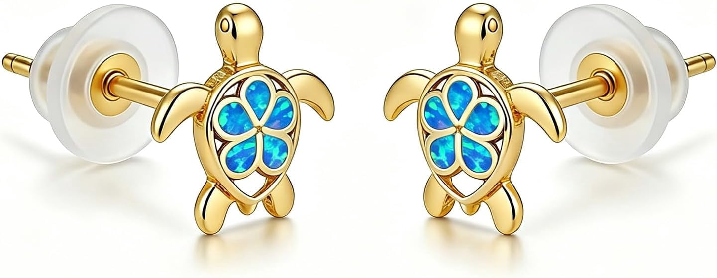 14K Solid Gold Infinity/Moon North Star/Flower/Cat/Butterfly Stud ...