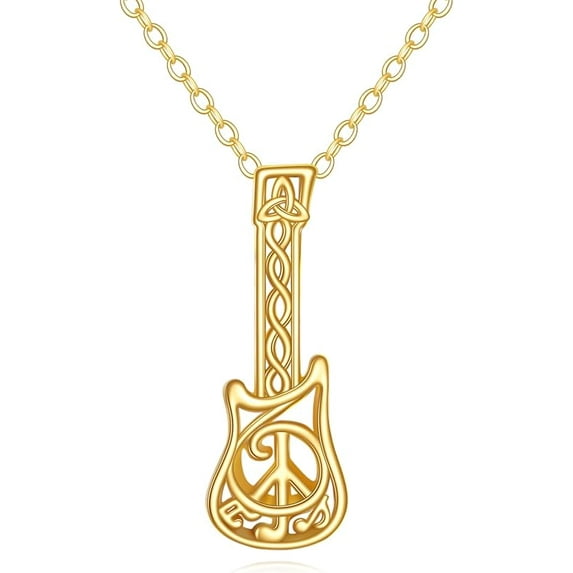 14K Solid Gold Music Necklace for Women Ballerina Piano Music Note ...