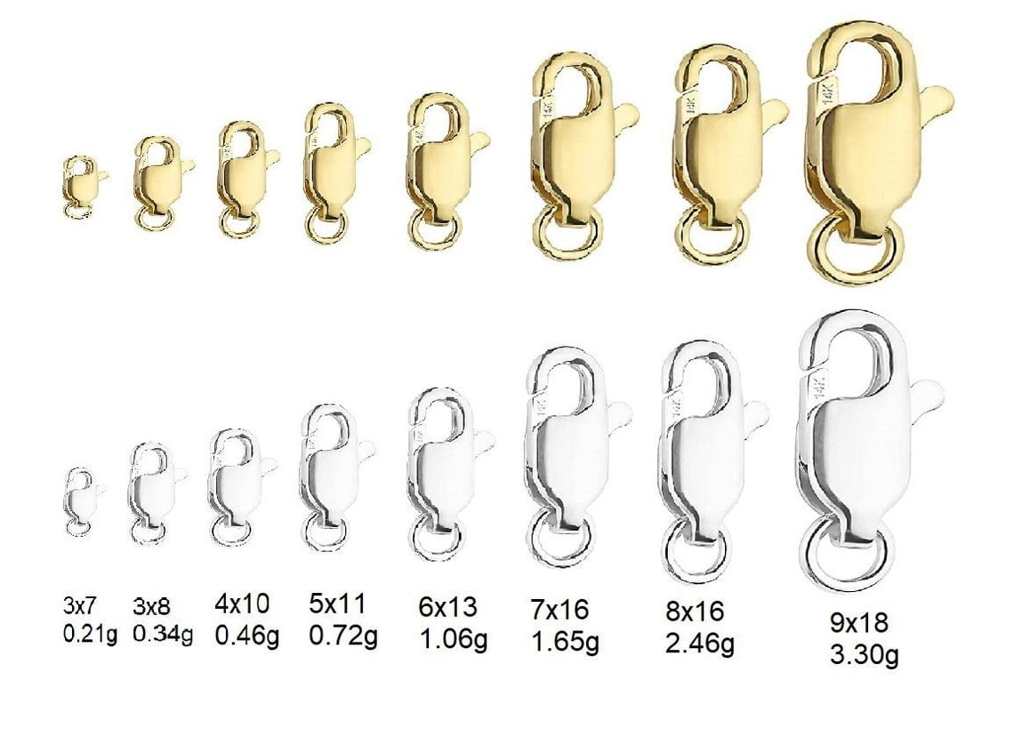 14K Solid Gold Oval Straight Lobster Claw Clasp. 14K Gold Findings ...