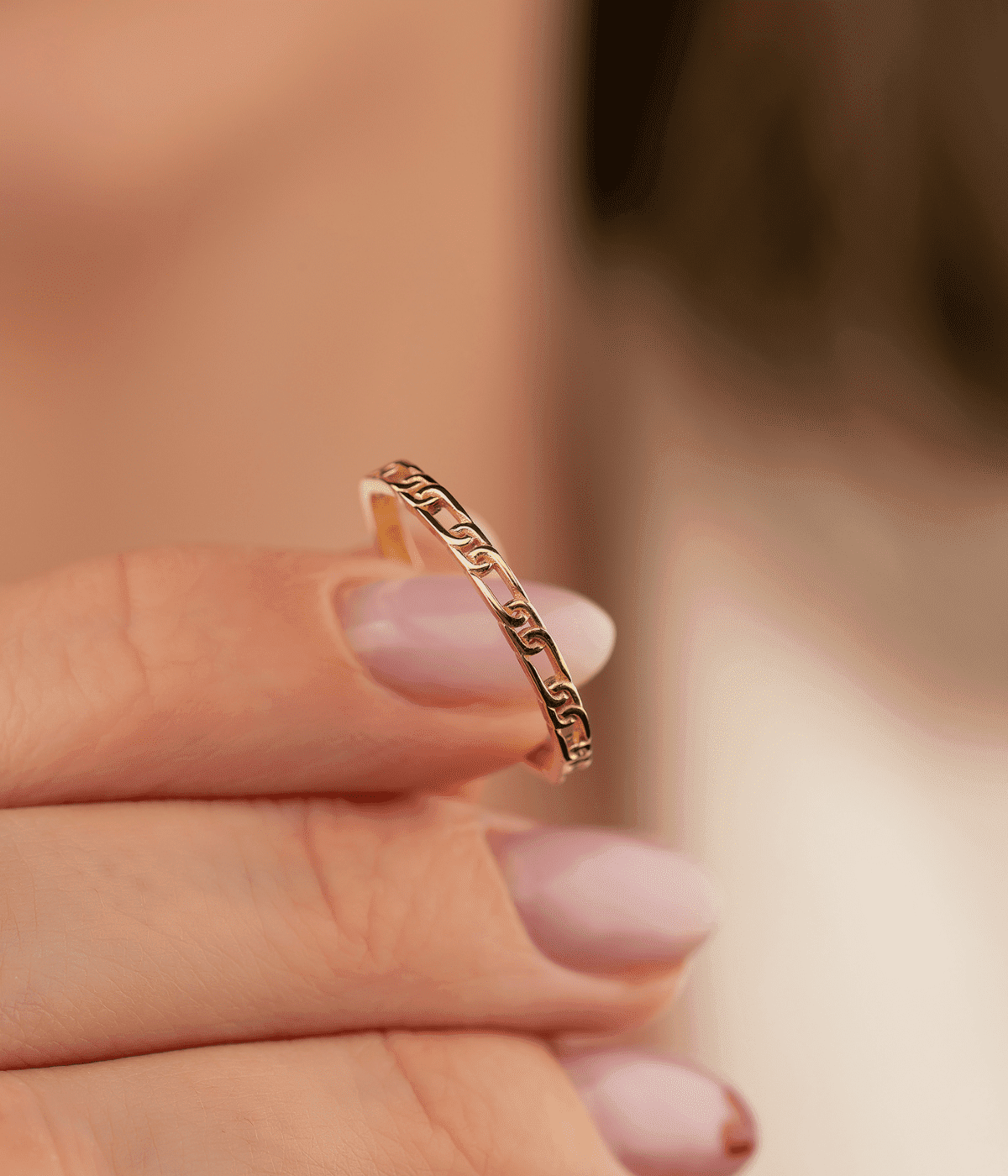 14K Solid Gold Paper Clip Link Bangle Ring - Walmart.com