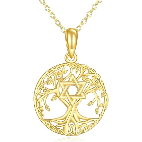 14K Solid Gold Tree of Life Pendant Necklace 14K Real Gold Jewelry ...