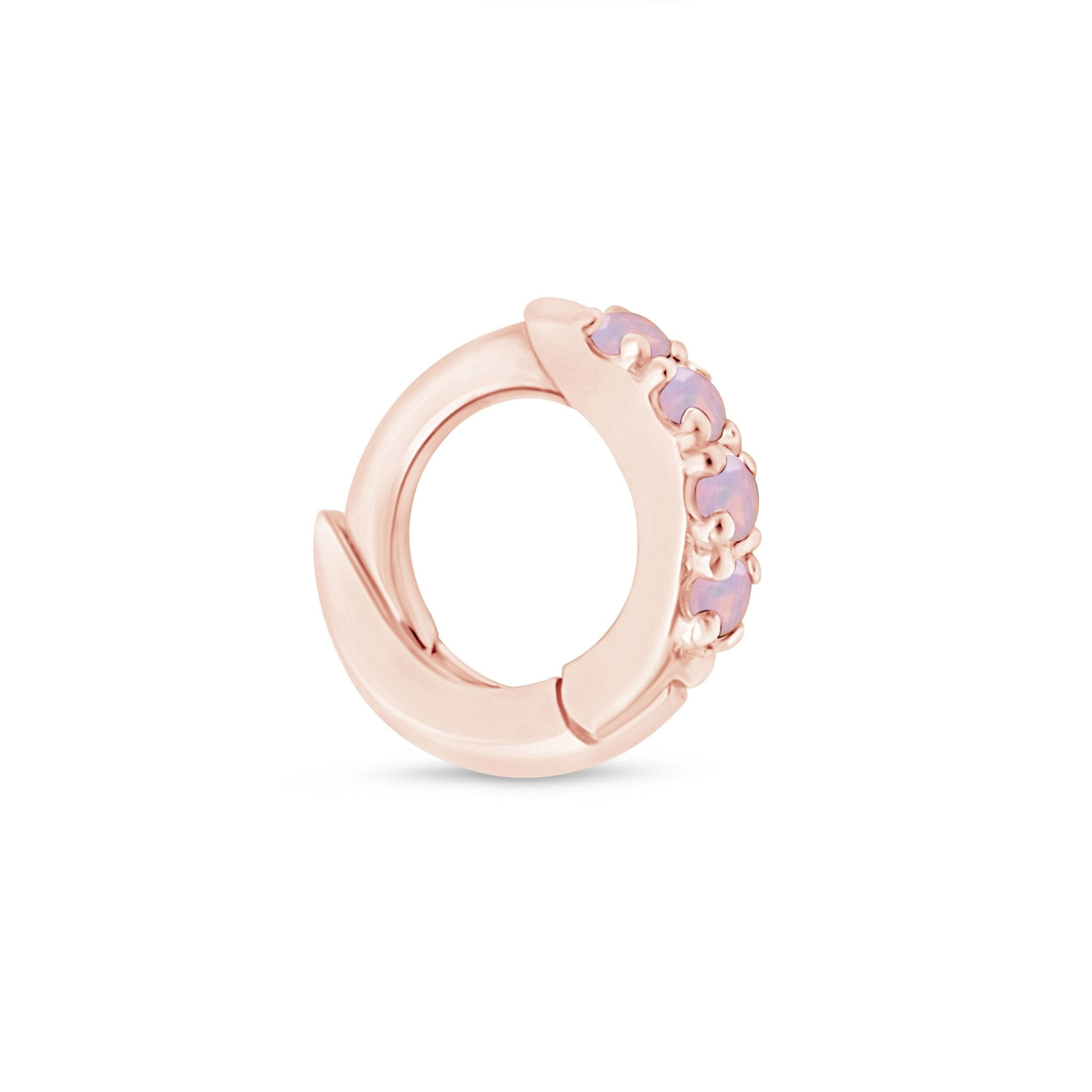 14K Solid Rose Gold Huggie Hoop Earring for Women Men Opal Cartilage ...