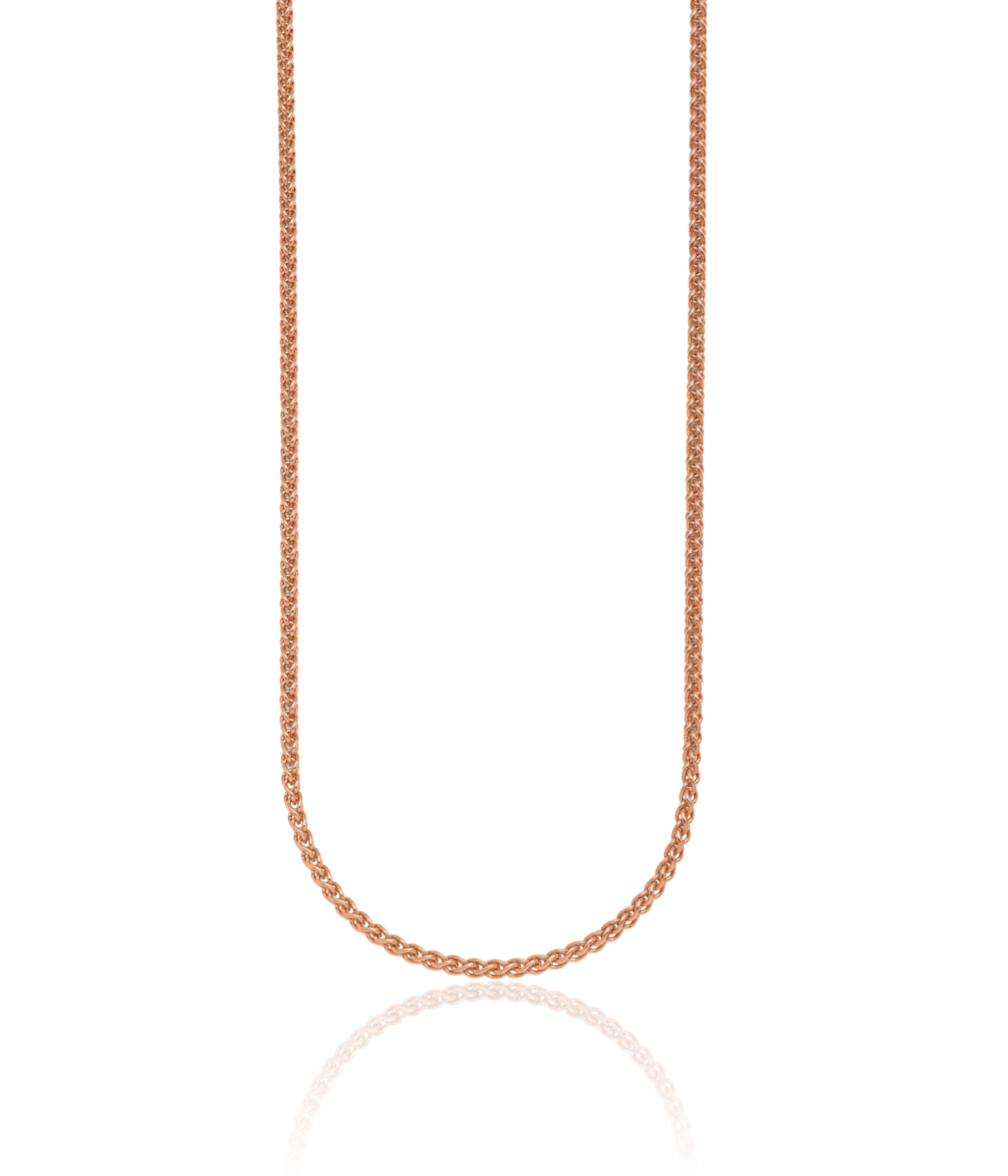 14K Solid Rose Pink Gold 2.5mm Spiga Wheat Link Chain Necklace ...