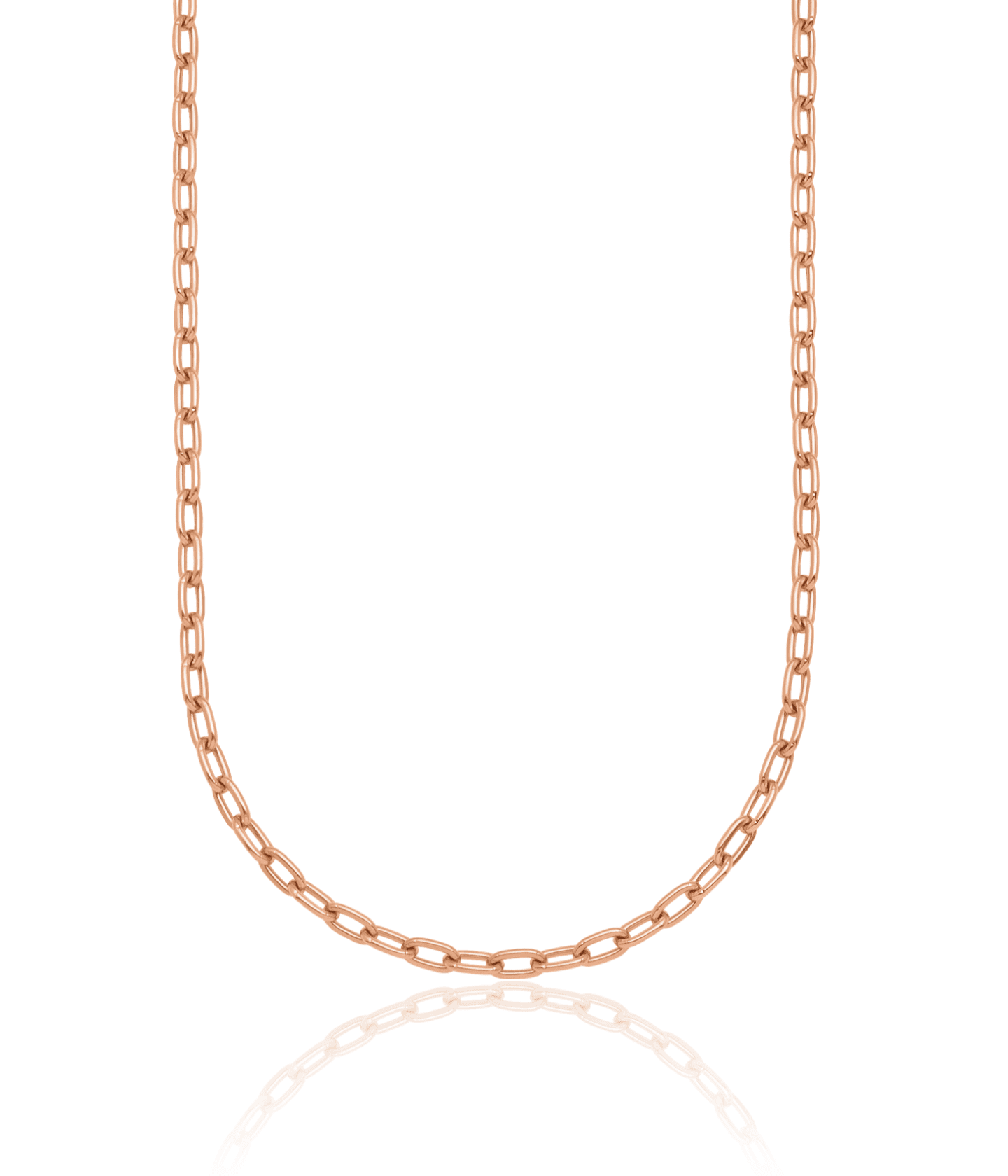 14K Solid Rose Pink Gold 2.9mm Oval Cable Rolo Link Chain Belcher ...