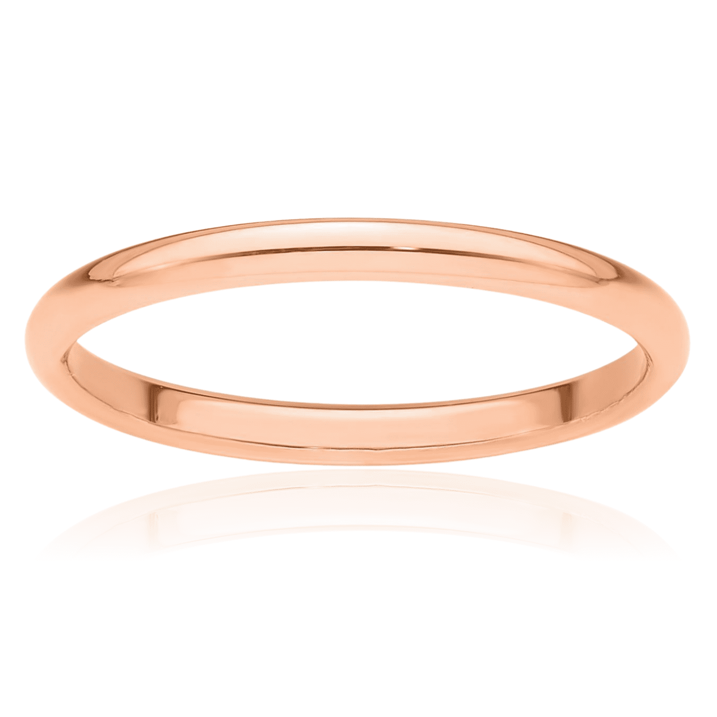 14K Solid Rose Pink Gold 2mm Half Round Plain Classic Wedding Band Ring ...