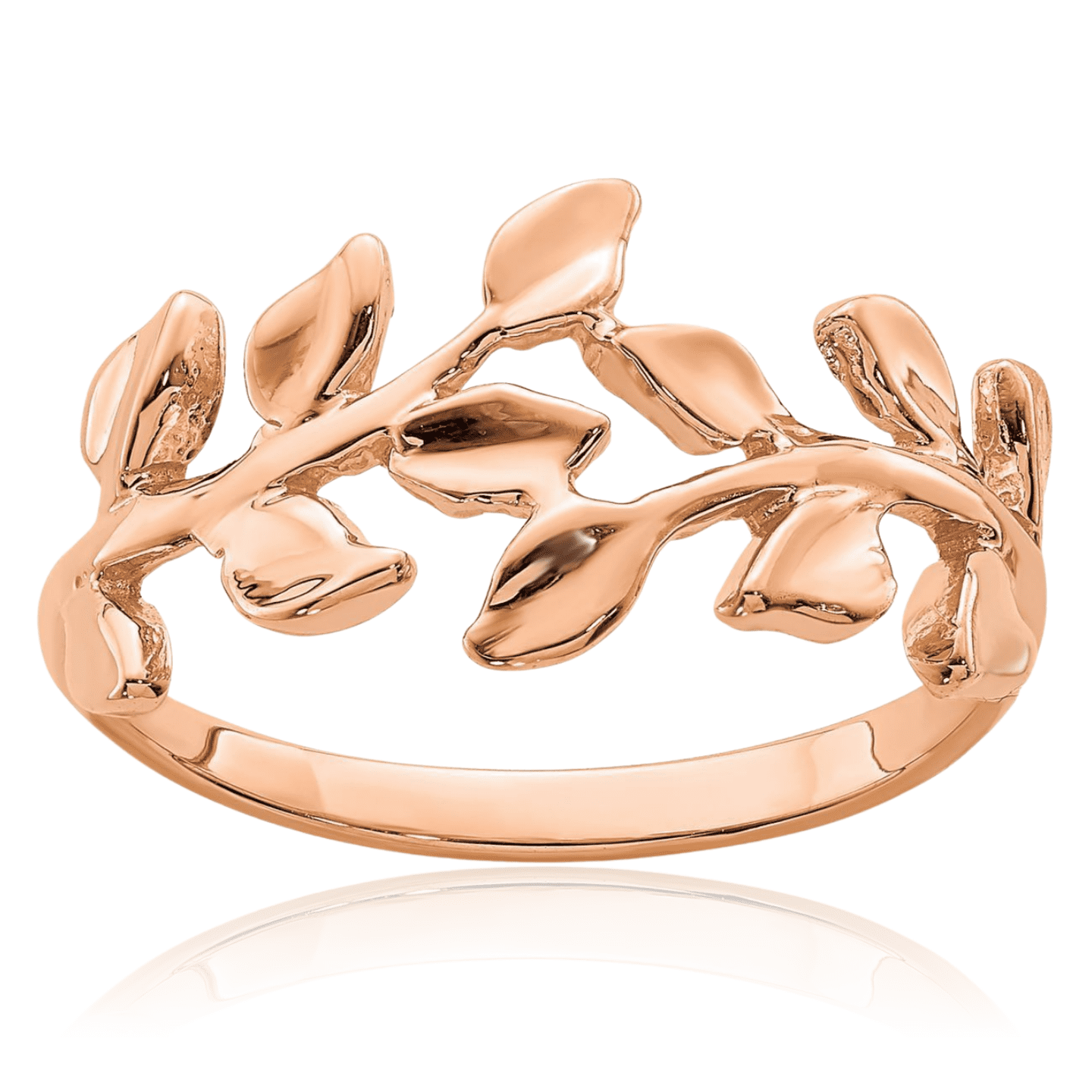 14K Solid Rose Pink Gold Leaf Flower Ring - Walmart.com