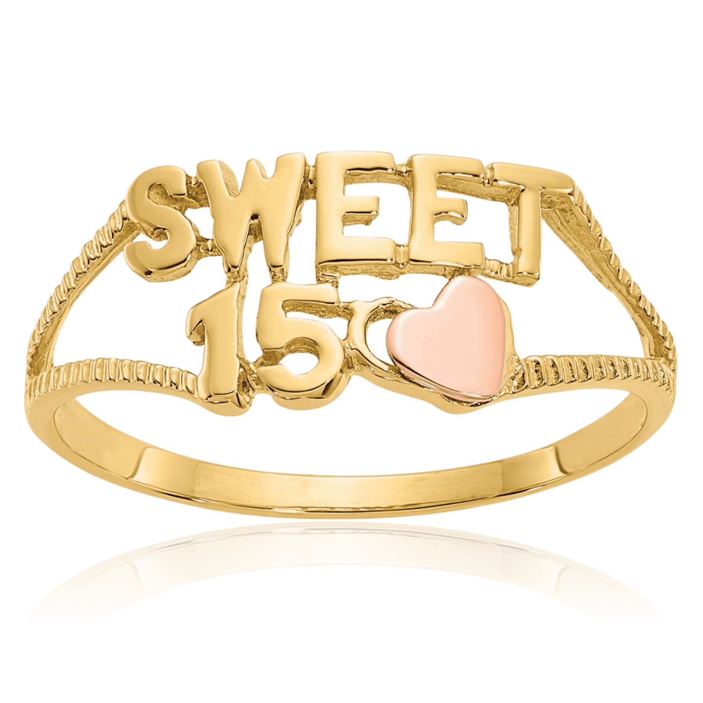 14K Solid Two Tone Gold Anos Quinceanera Sweet 15 Years Old Birthday ...