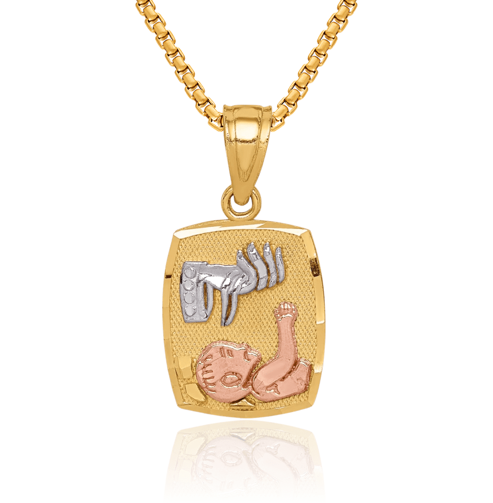 14K Solid Two Tone Gold White Baptism Christening Initiation Necklace ...