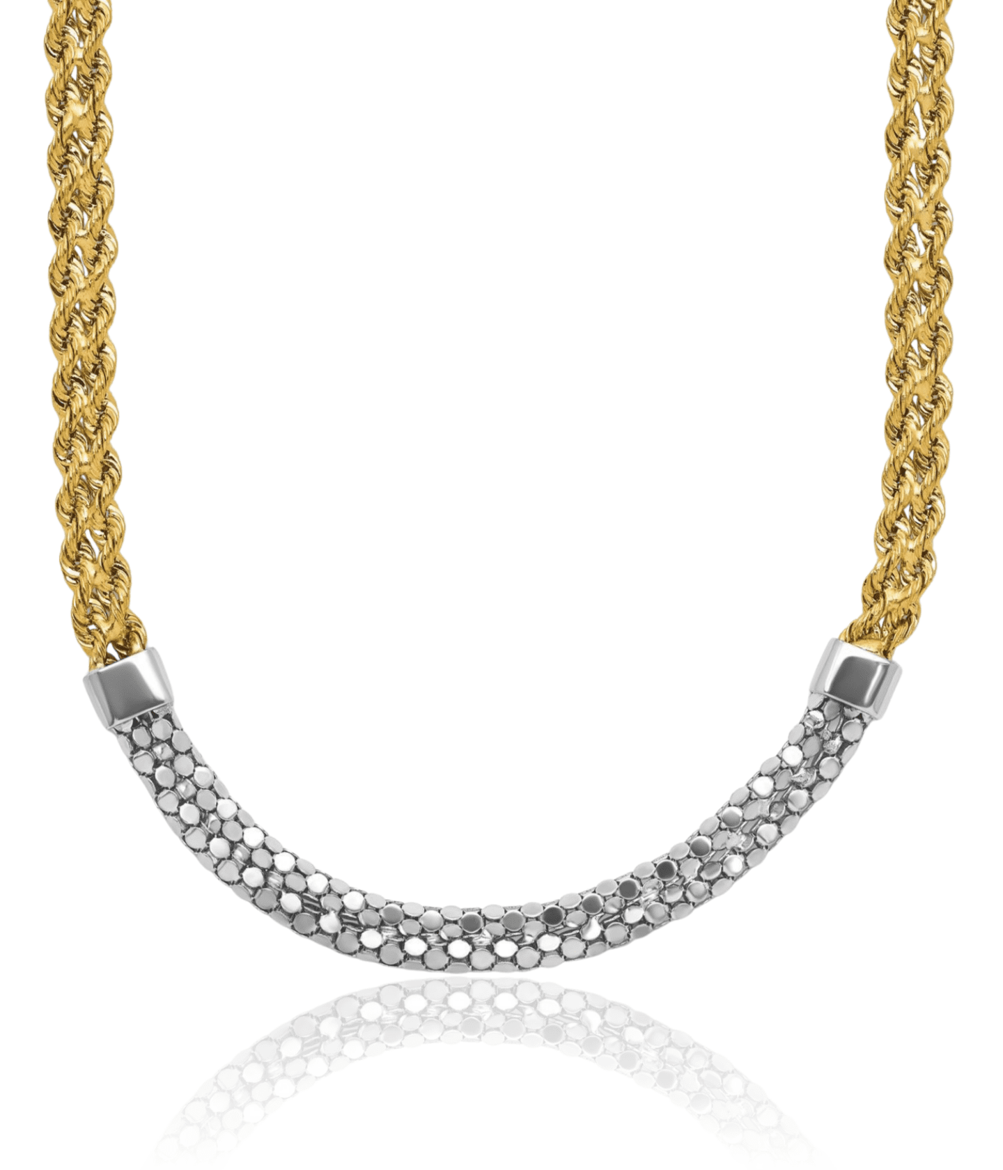 14K Solid Two Tone Yellow White Gold Twisted Chain Necklace - Walmart.com