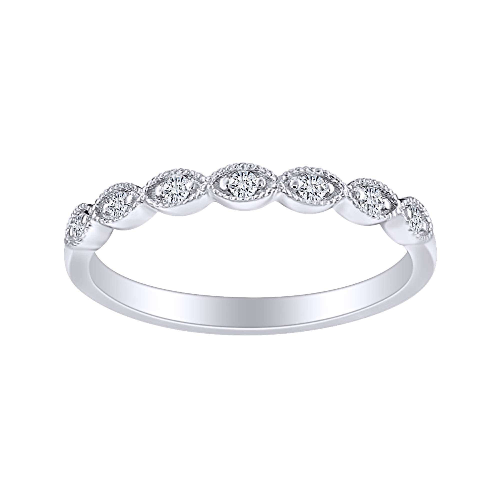 AFFY 14K Solid White Gold 0.1CTW 1.8mm Width Moissanite Half Eternity ...