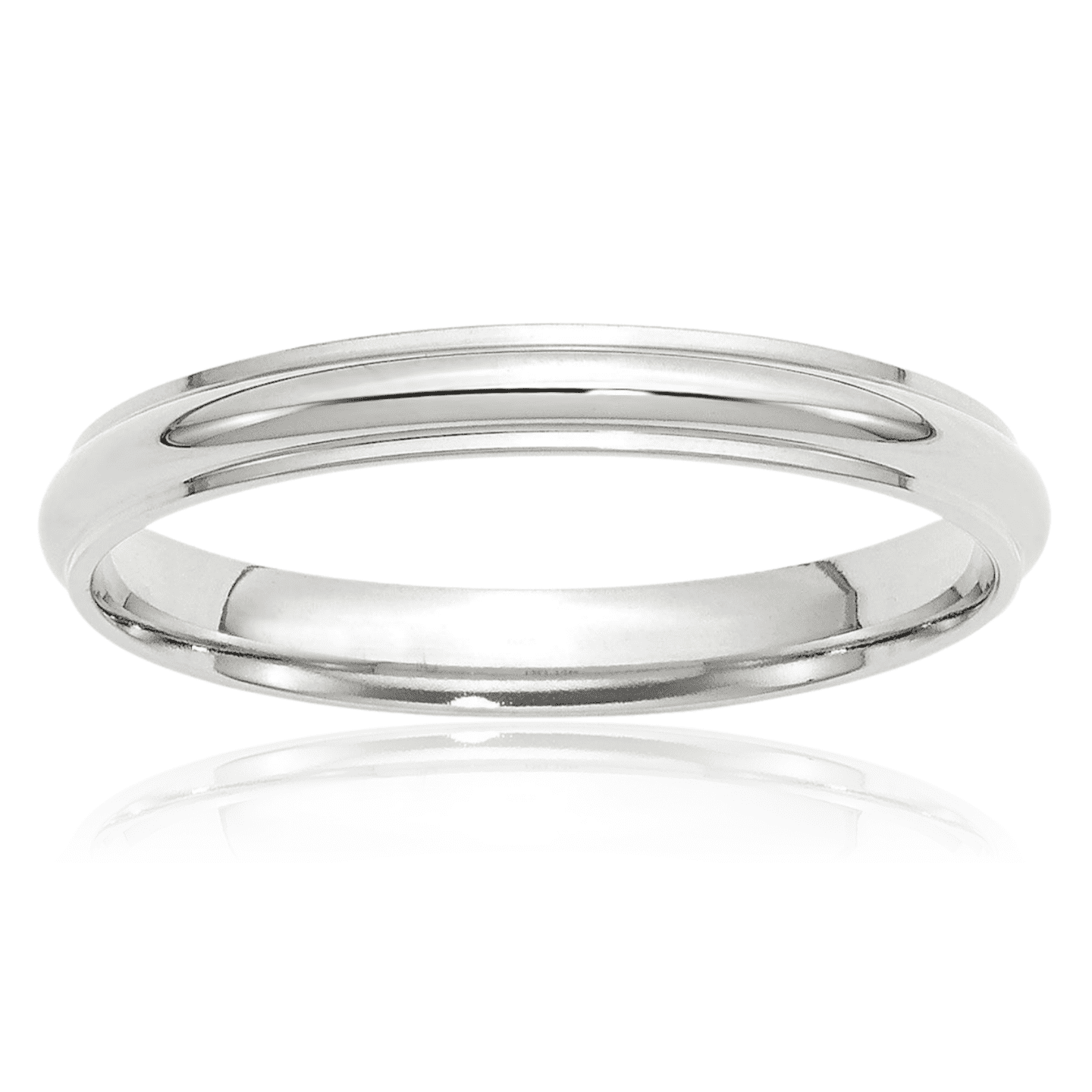 14K Solid White Gold 3mm Half Round Edge Plain Classic Wedding Band ...