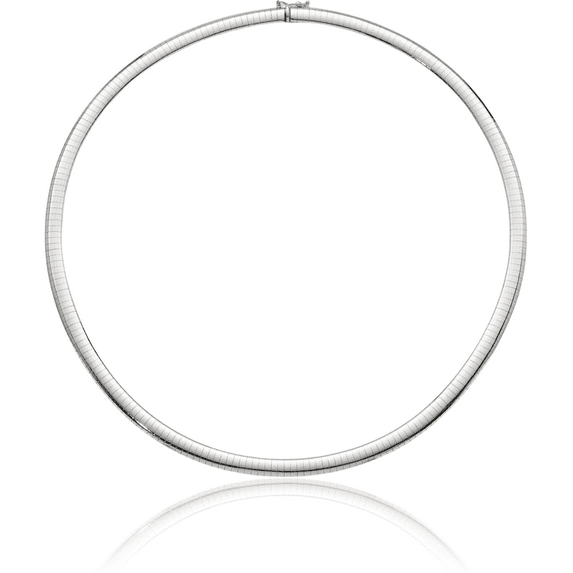 14K Solid White Gold 6mm Cubetto Omega Snake Chain Herringbone Necklace ...