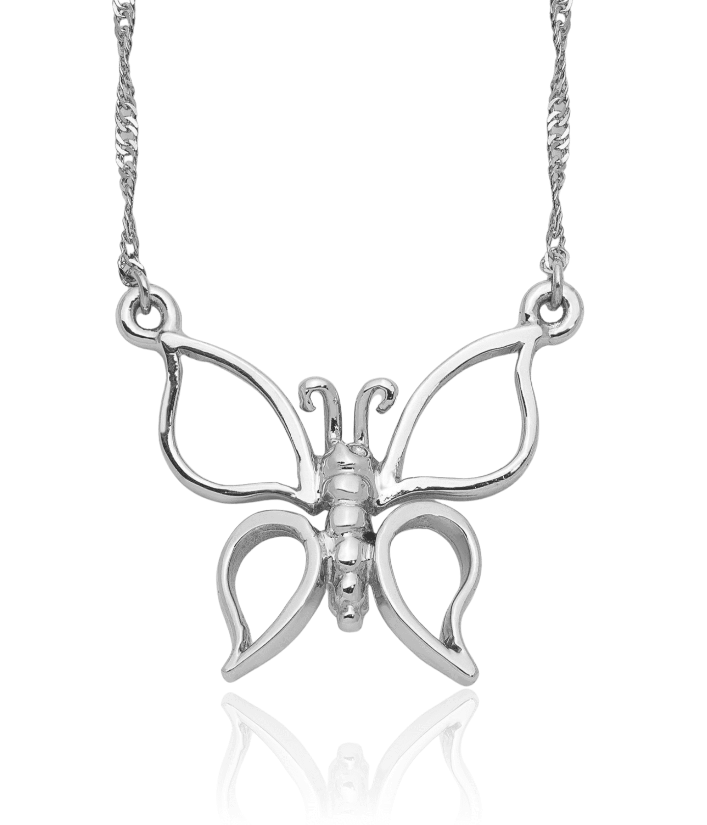 14K Solid White Gold Butterfly Wings Chain Necklace - Walmart.com
