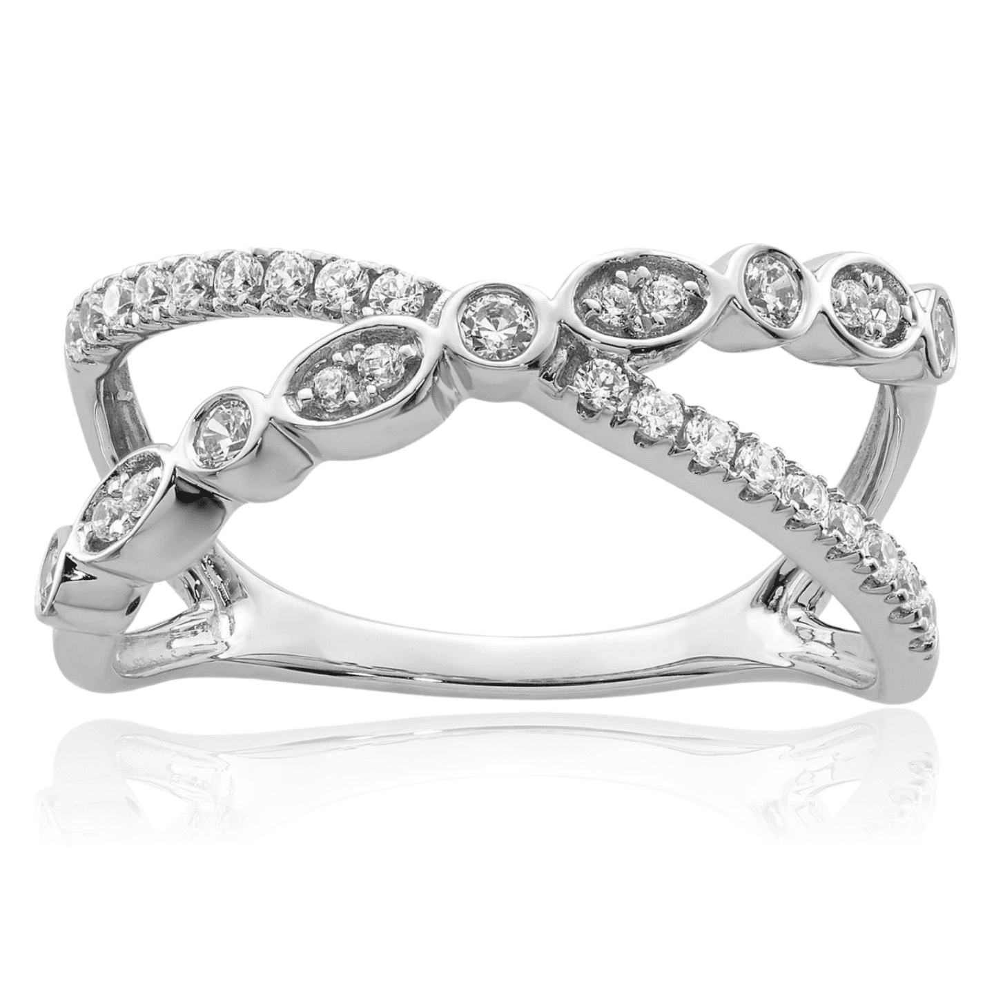 ICE CARATS 14K Solid White Gold 0.33 carat Diamond Twisted Crisscross ...
