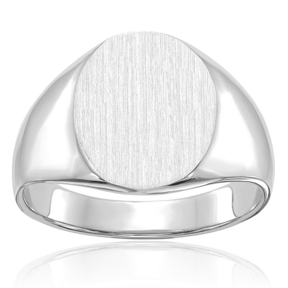 14K Solid White Gold Custom Engraved Signet Ring Handmade Personalized ...