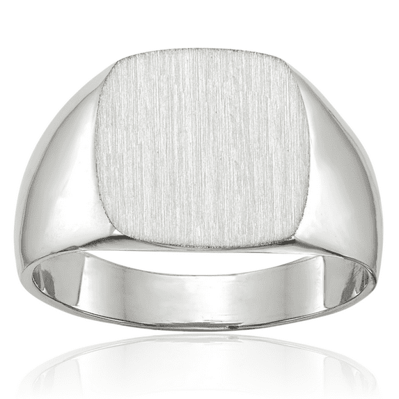 14K Solid White Gold Custom Engraved Signet Ring Handmade Personalized ...