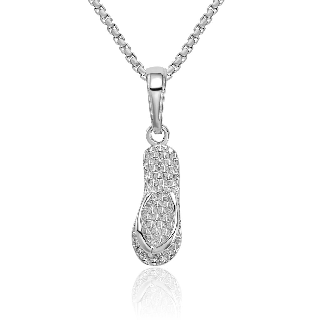 14K Solid White Gold Hawaiian Flip Flop Necklace Beach Sandals Pendant ...