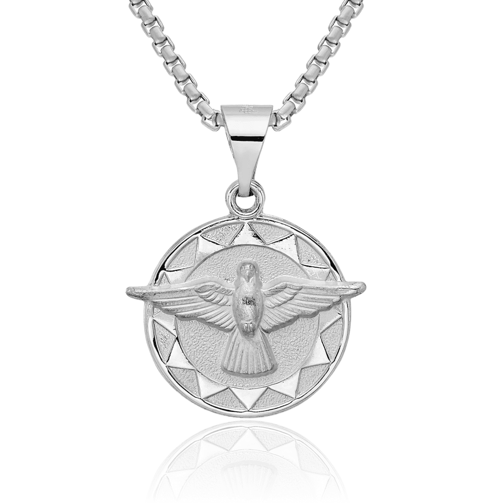 14K Solid White Gold Holy Spirit Necklace Chain Pendant Charm - Walmart.com