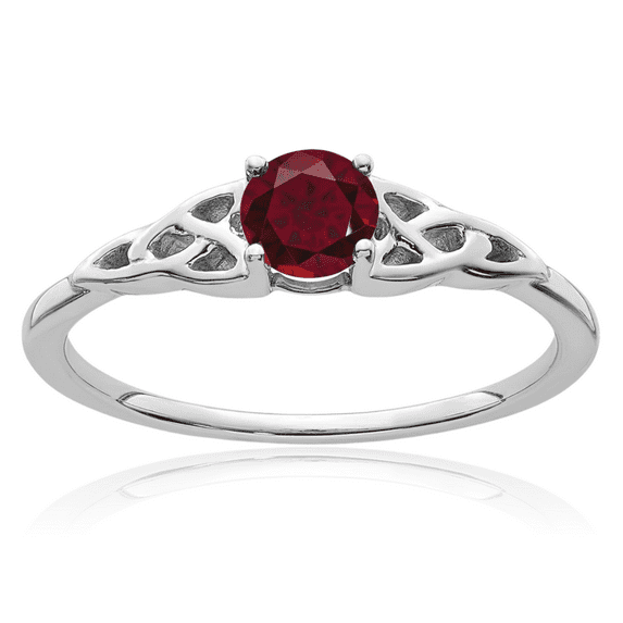 14K Solid White Gold Lab Red Ruby Heart Irish Claddagh Celtic Love Knot ...