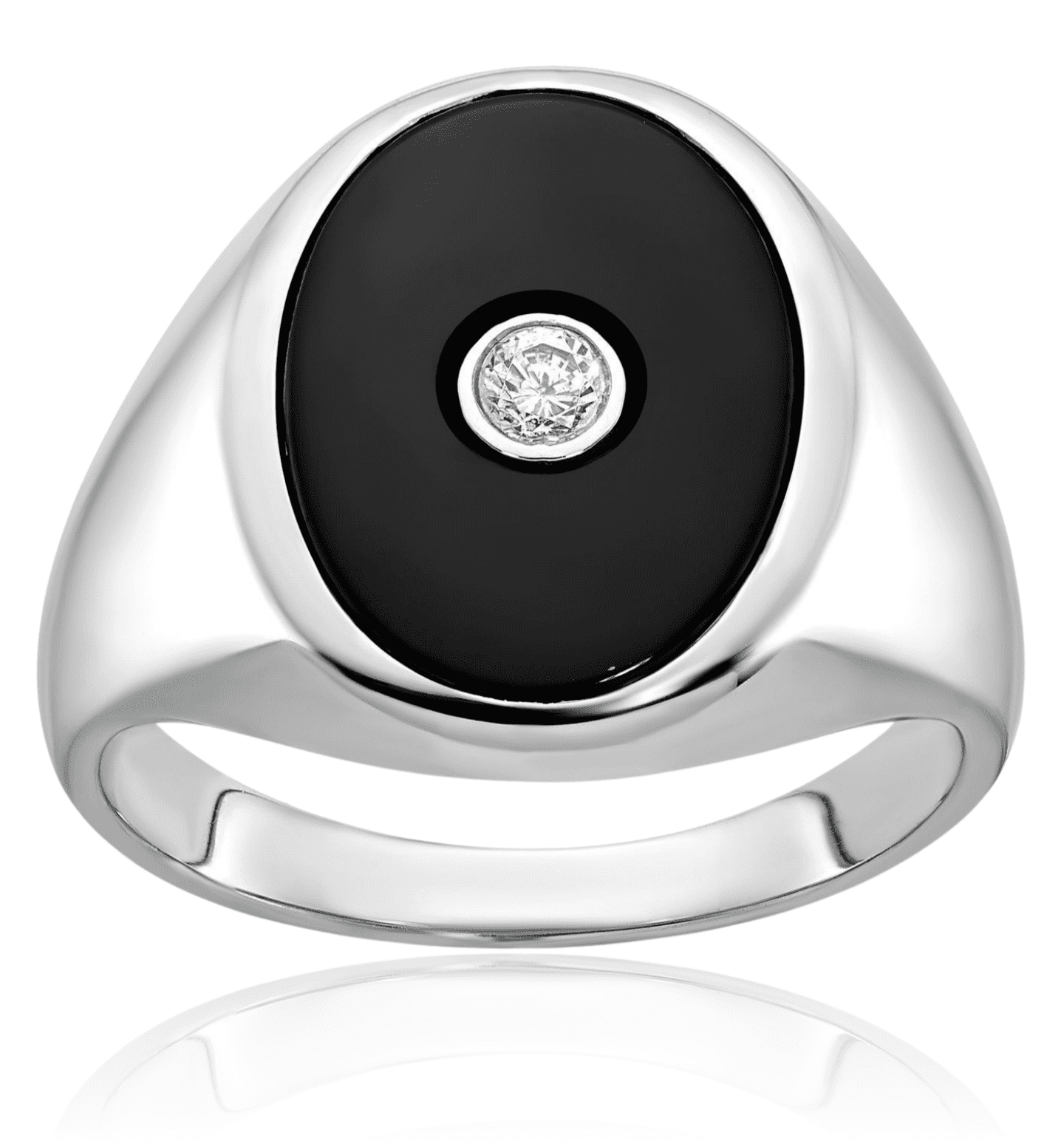 14K Solid White Gold Mens Black Onyx Diamond Ring - Walmart.com