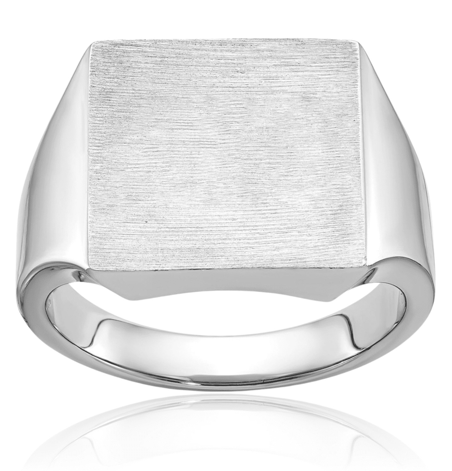14K Solid White Gold Mens Square Custom Engraved Signet Ring Handmade ...