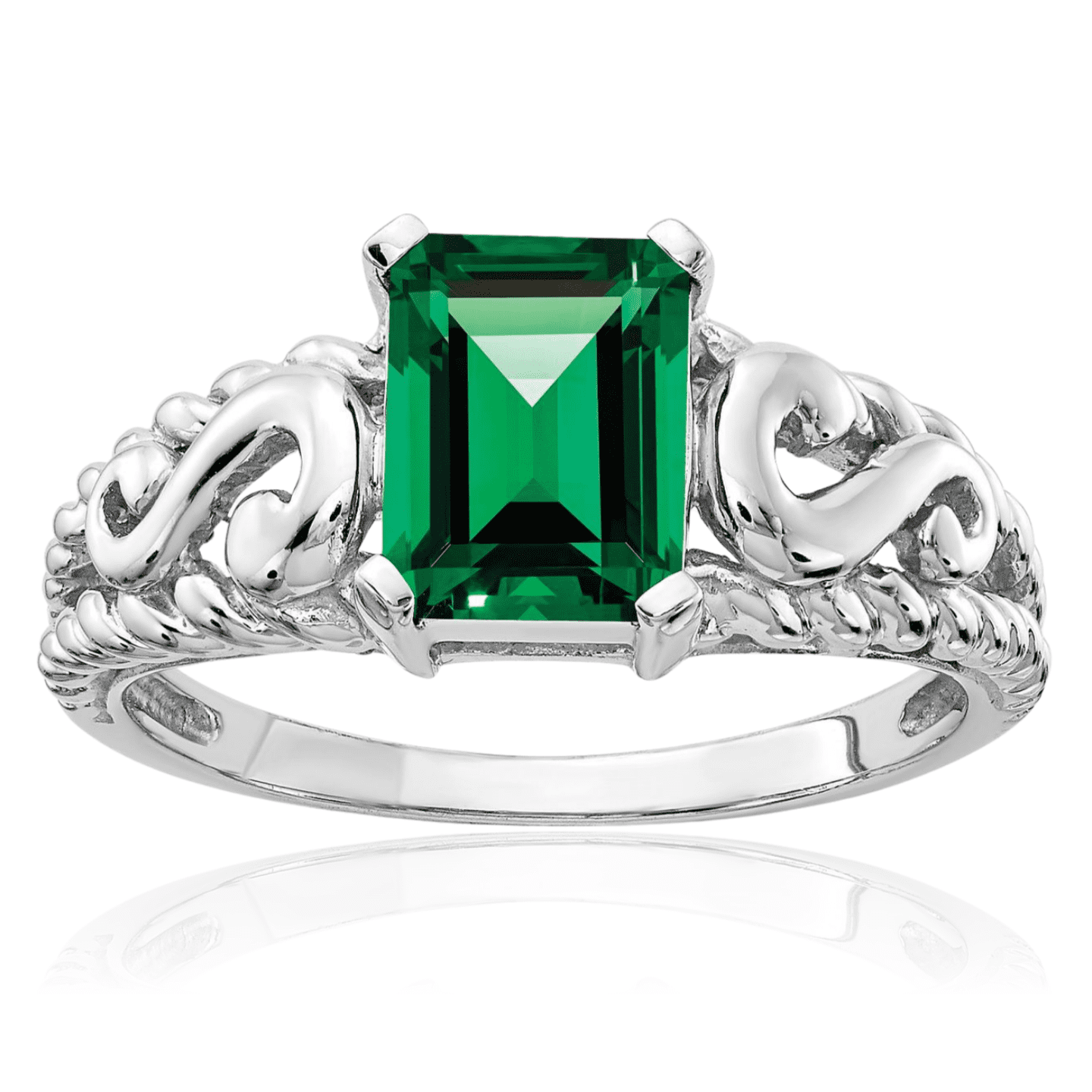 14K Solid White Gold Mount Saint Helens Green Helenite Ring Gemstone ...