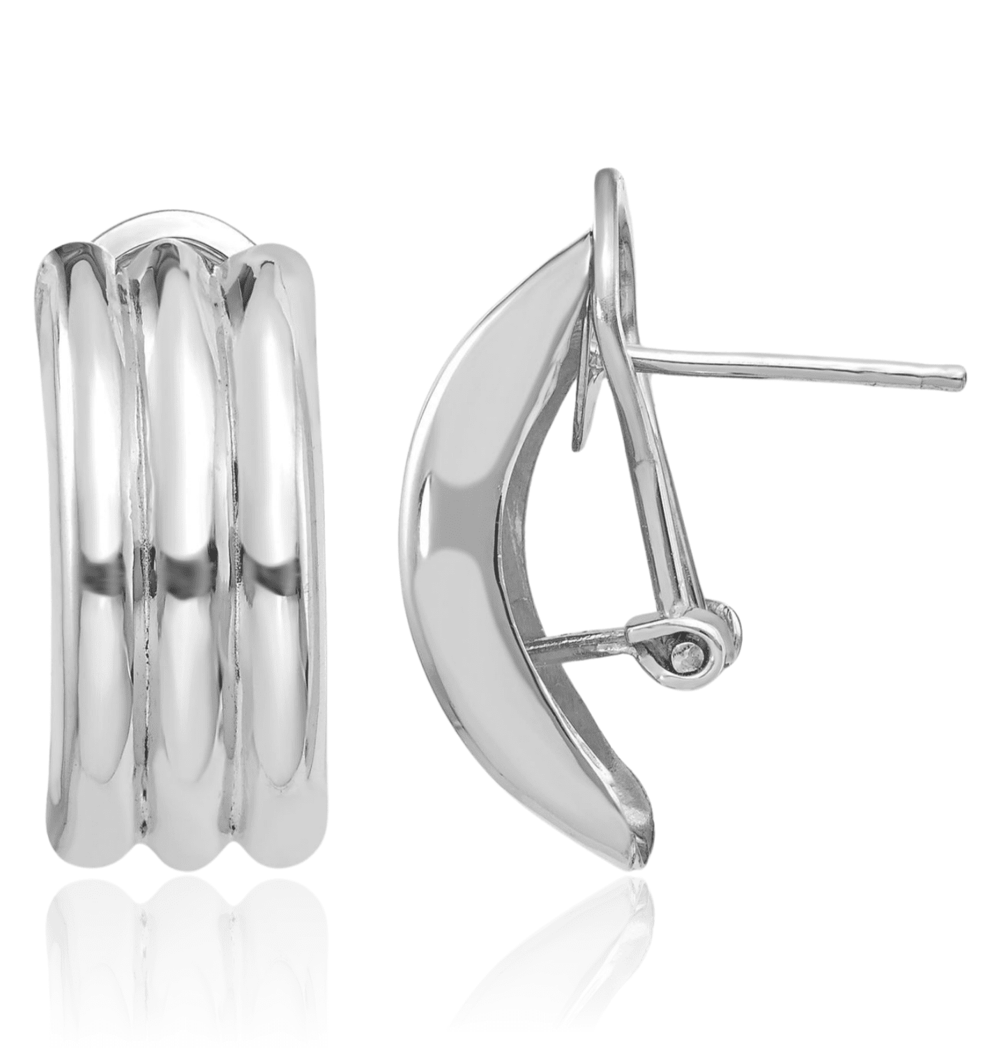 14K Solid White Gold Omega Stud Earrings - Walmart.com