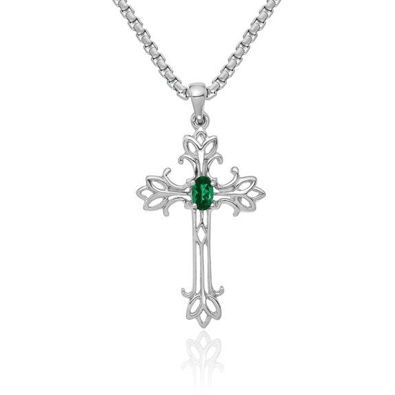 14K Solid White Gold Oval Mount Saint Helens Green Helenite Holy Cross ...