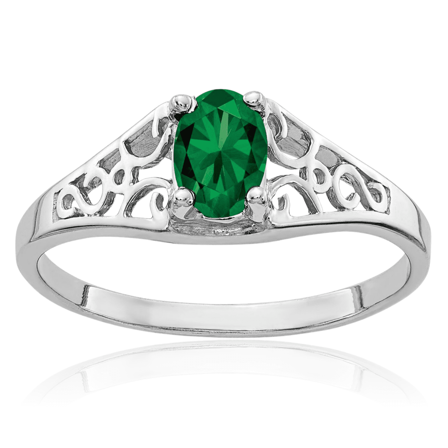 14K Solid White Gold Oval Mount Saint Helens Green Helenite Ring ...