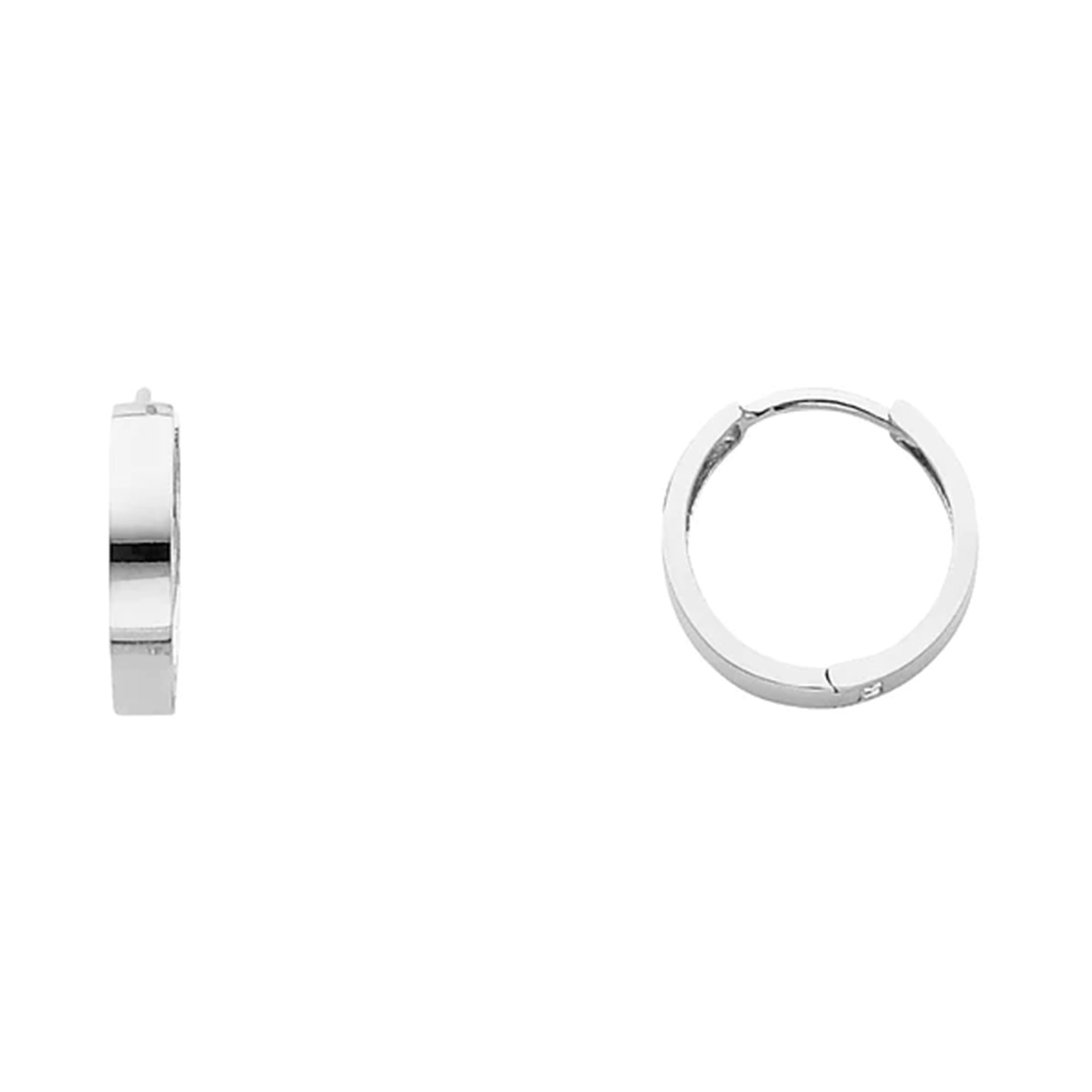 14K Solid White Gold Plain Square Tube Huggies Earrings 3 MM wide ...