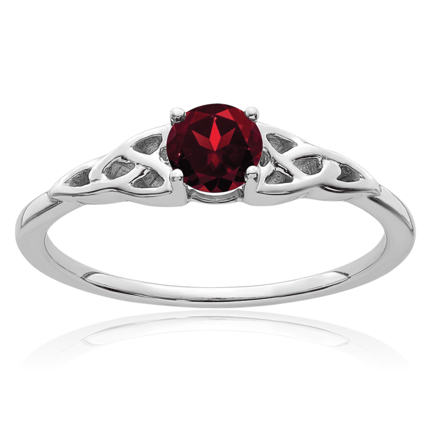 ICE CARATS 14K Solid White Gold 0.33 carat Red Garnet Celtic Claddagh ...