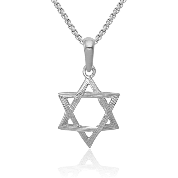 14K Solid White Gold Star of David Jewish Magen Necklace Judaica ...