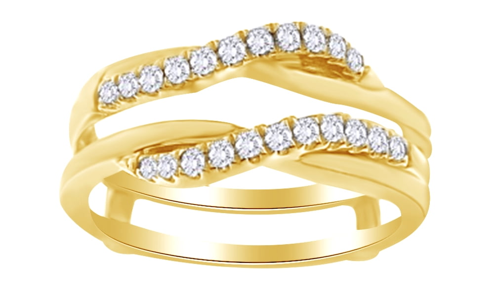 AFFY 14K Solid Yellow Gold (0.25 Cttw) Round Cut White Diamond Enhancer ...