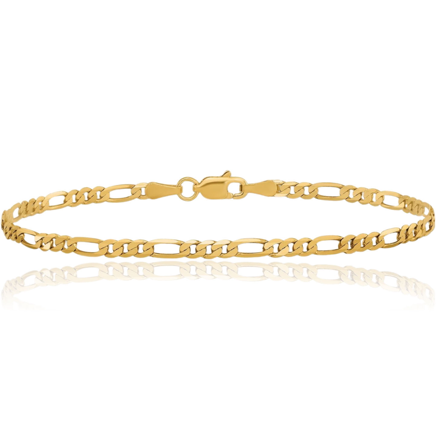 14K Solid Yellow Gold 1.8mm Figaro Link Chain Anklet Summer Beach Foot ...