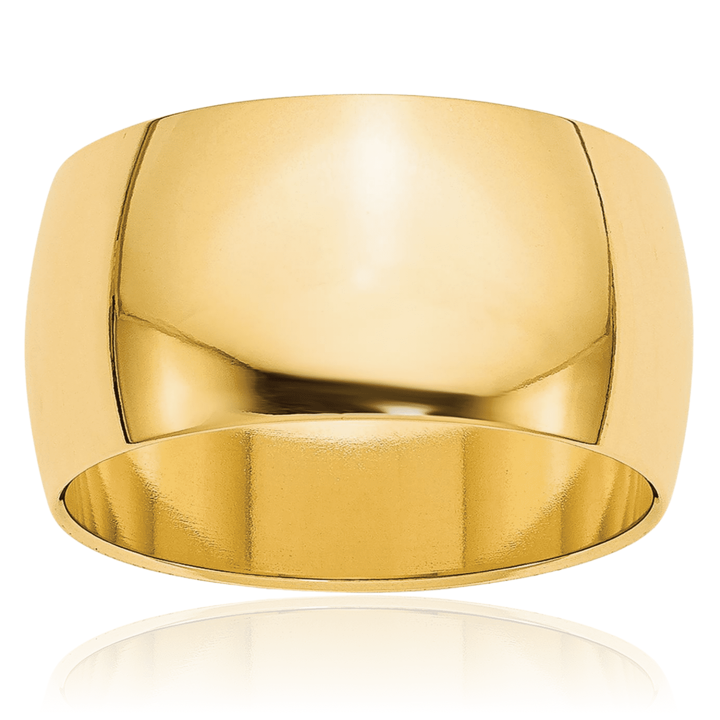 14K Solid Yellow Gold 10mm Half Round Plain Classic Wedding Band Ring ...