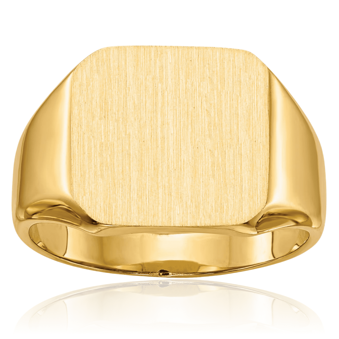 14K Solid Yellow Gold 13mm X14mm Mens Custom Engraved Signet Ring ...