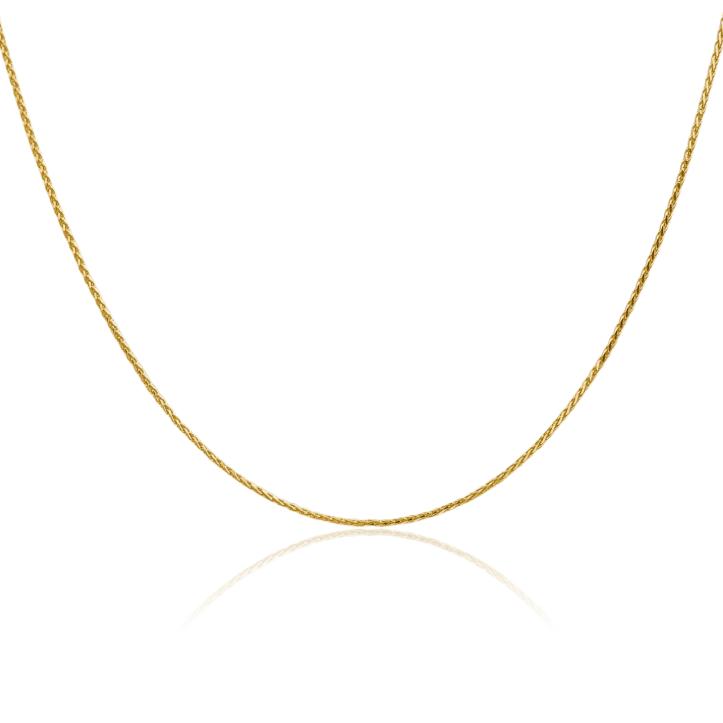 14K Solid Yellow Gold 1mm Parisian Spiga Wheat Link Chain Necklace ...