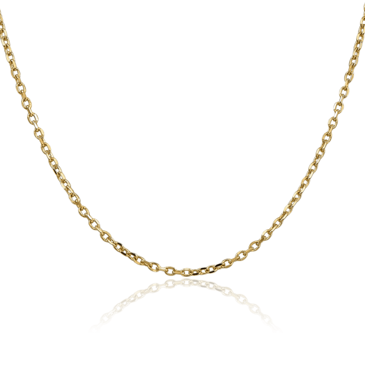 ICE CARATS 14K Solid Yellow Gold 2.2mm Thin Round Cable Chain Necklace ...