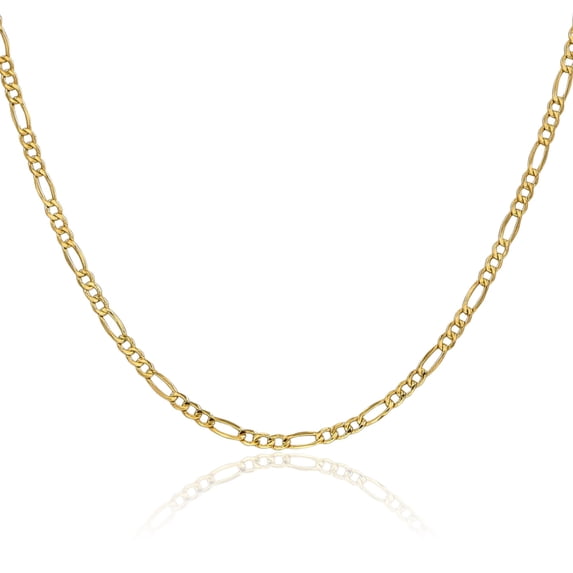 14K Solid Yellow Gold 2.4mm Figaro Link Chain Necklace - Walmart.com