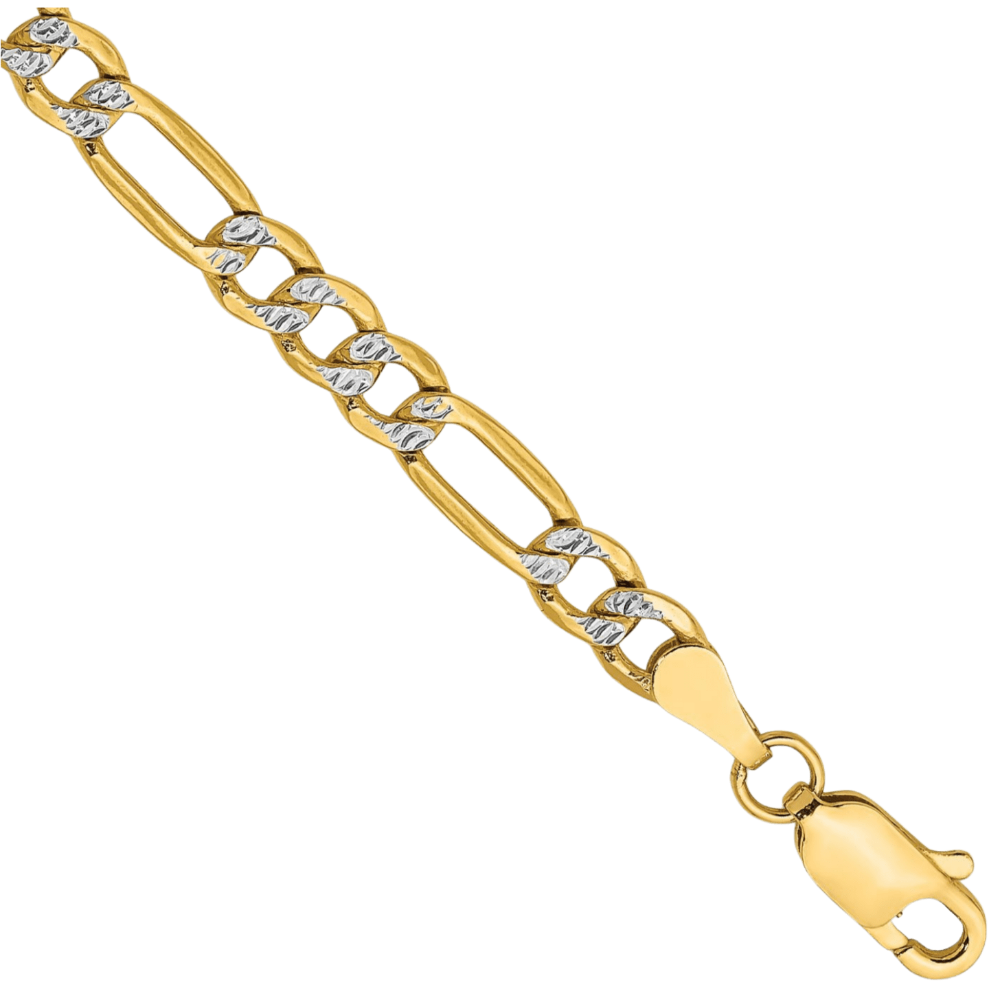 14K Solid Yellow Gold 3.9mm Figaro Link Chain Anklet Summer Beach Foot ...