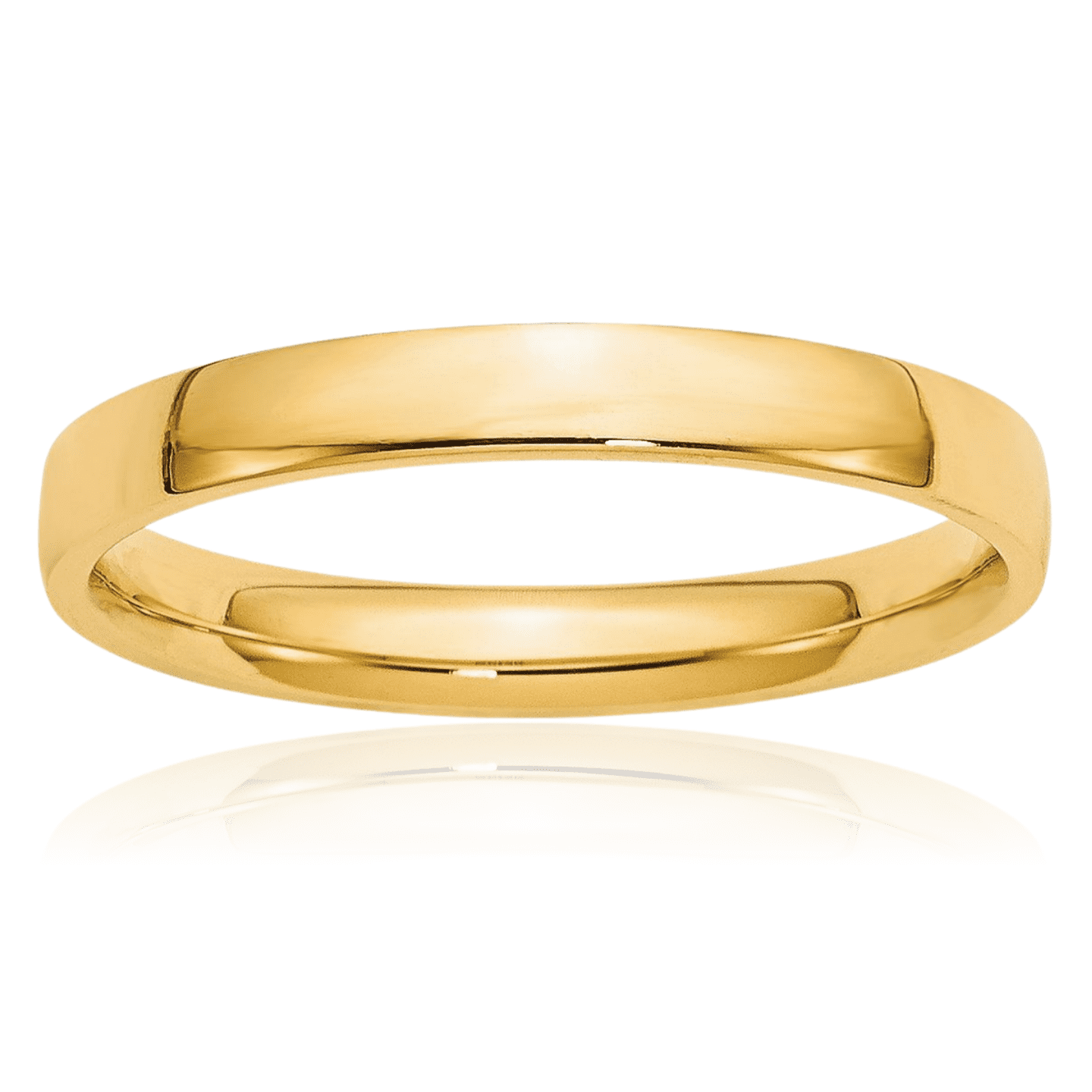 14K Solid Yellow Gold 3mm Comfort Fit Plain Classic Wedding Band Ring ...