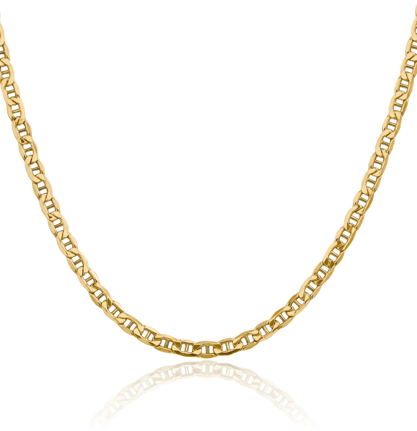14K Solid Yellow Gold 4mm Anchor Mariner Link Chain Necklace 26 inch ...