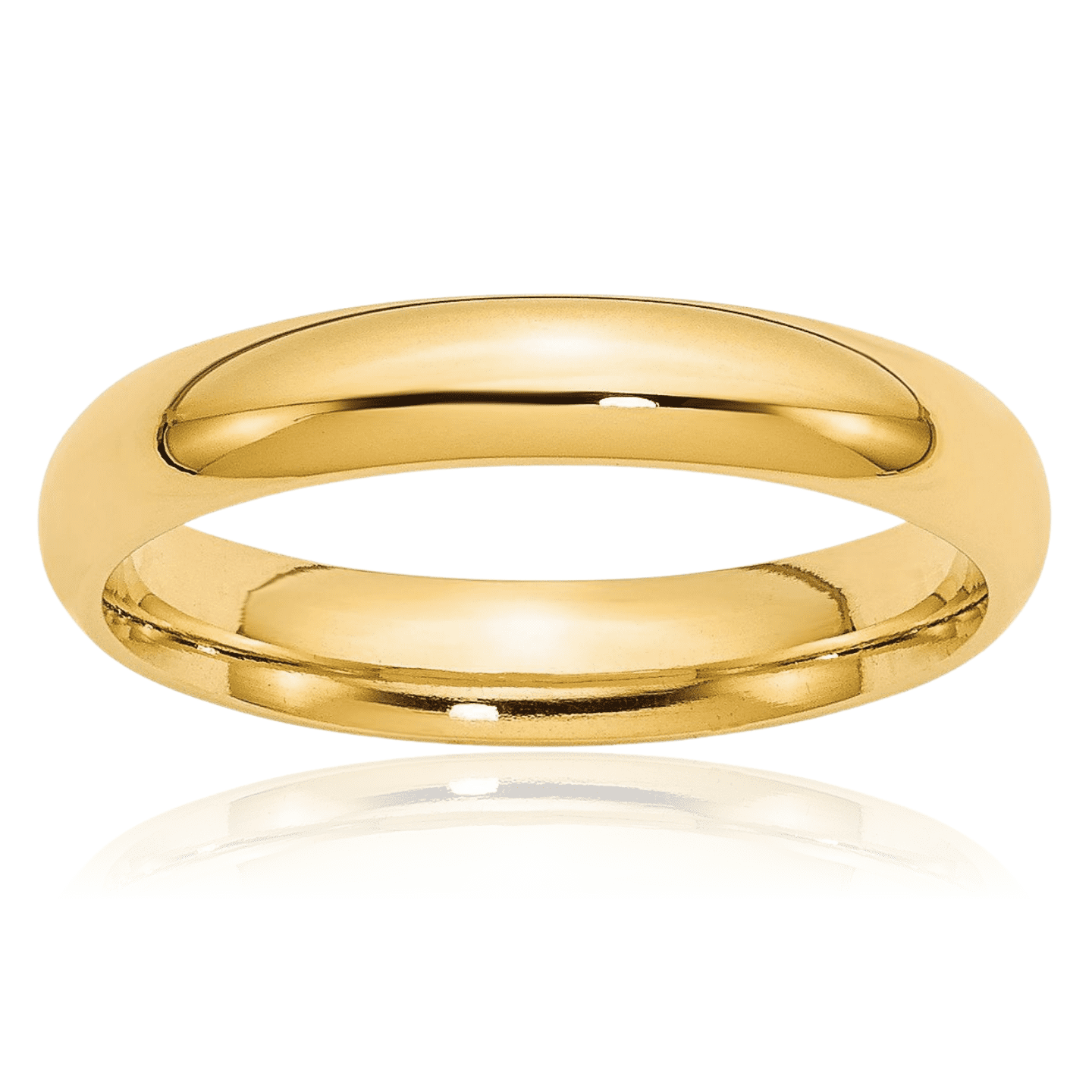 14K Solid Yellow Gold 4mm Comfort Fit Plain Classic Wedding Band Ring ...