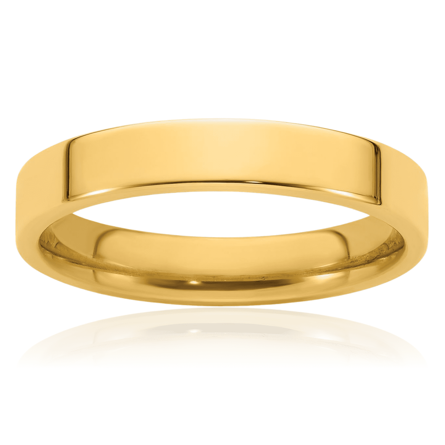 14K Solid Yellow Gold 4mm Comfort Fit Plain Classic Wedding Band Ring ...