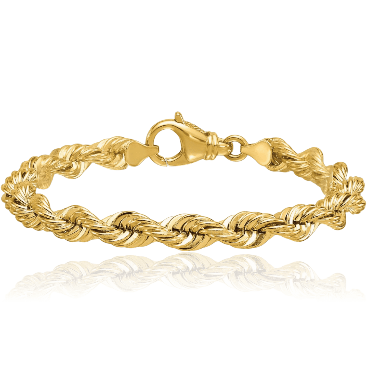 14K Solid Yellow Gold 6.8mm Rope Chain Bracelet - Walmart.com
