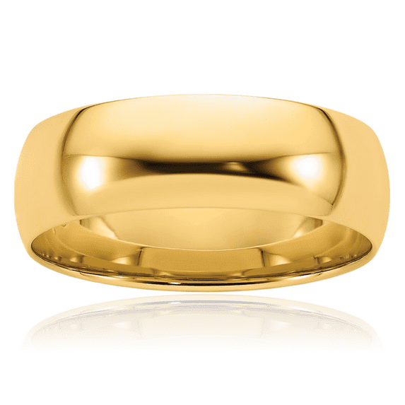 14K Solid Yellow Gold 7mm Comfort Fit Plain Classic Wedding Band Ring ...
