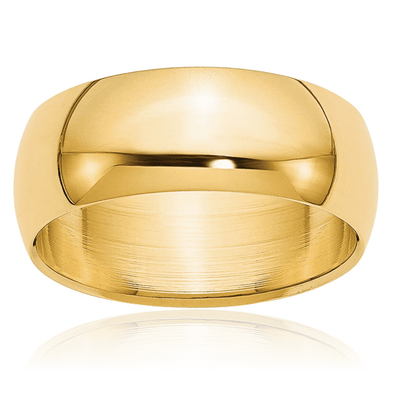 14K Solid Yellow Gold 7mm Half Round Plain Classic Wedding Band Ring ...