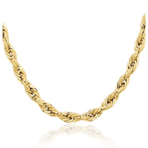 14K Solid Yellow Gold 7mm Rope Chain Twisted Link Necklace - Walmart.com